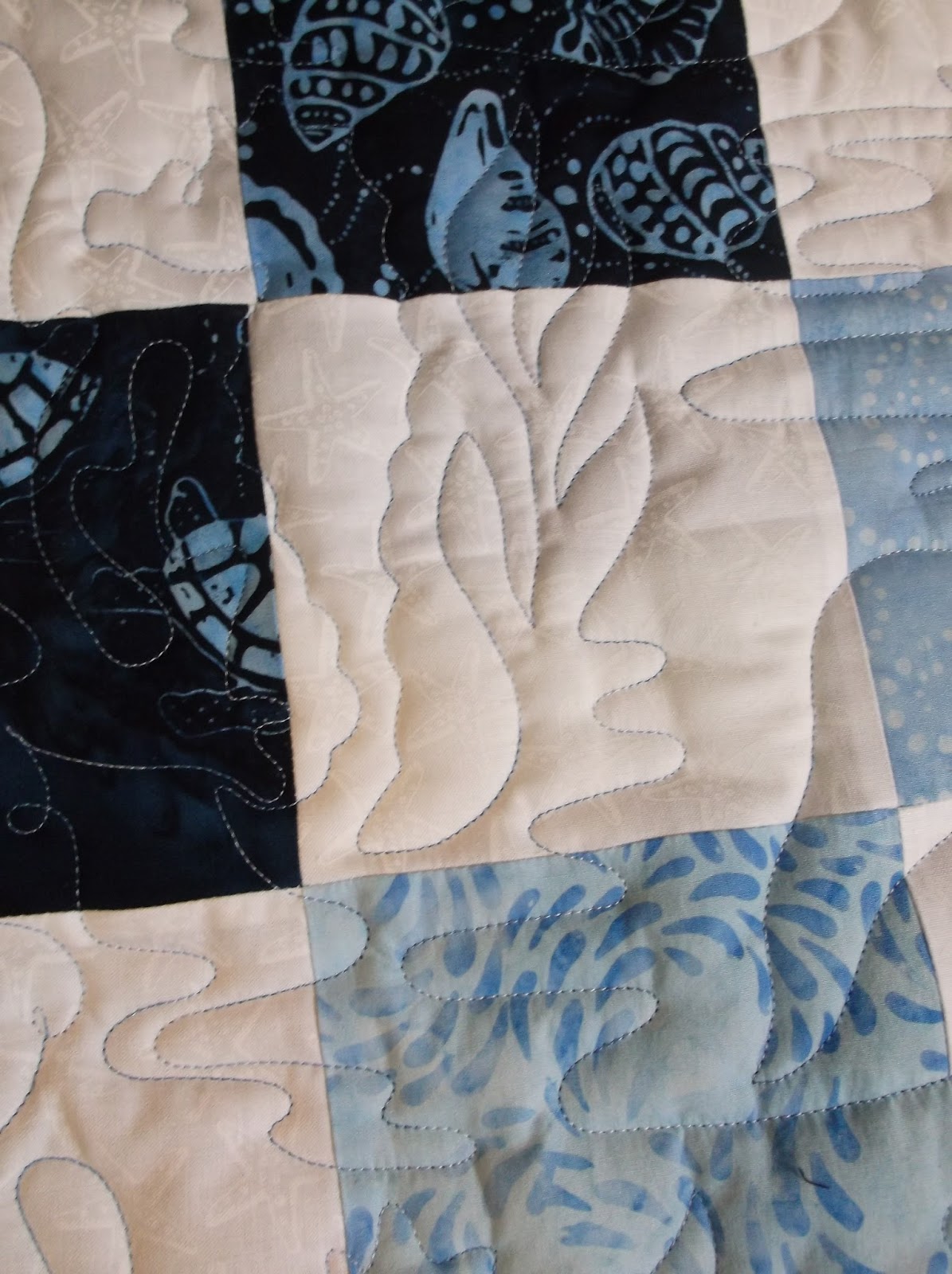 EOCQ-Gallery: Blue and White batiks with an ocean theme by Susan