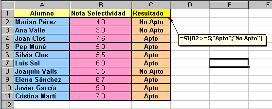 excel: FUNCION SI EN EXCEL
