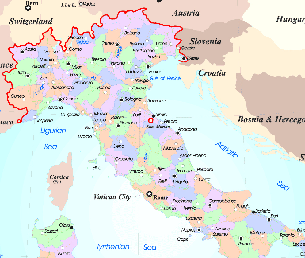 Driving Map Of Italy In English - Map of world