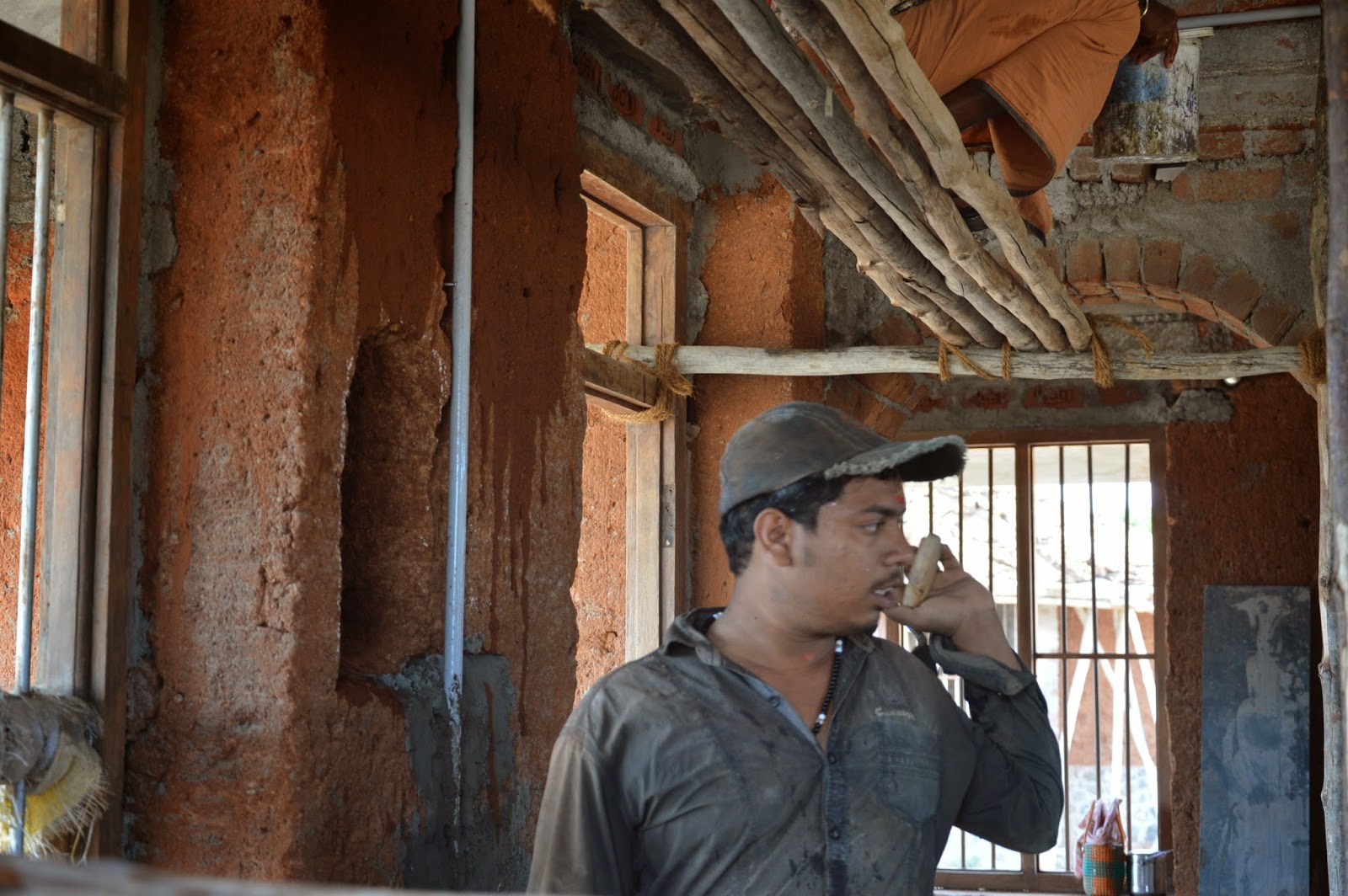 GREENLAND ASHRAM: Starting of mud plastering