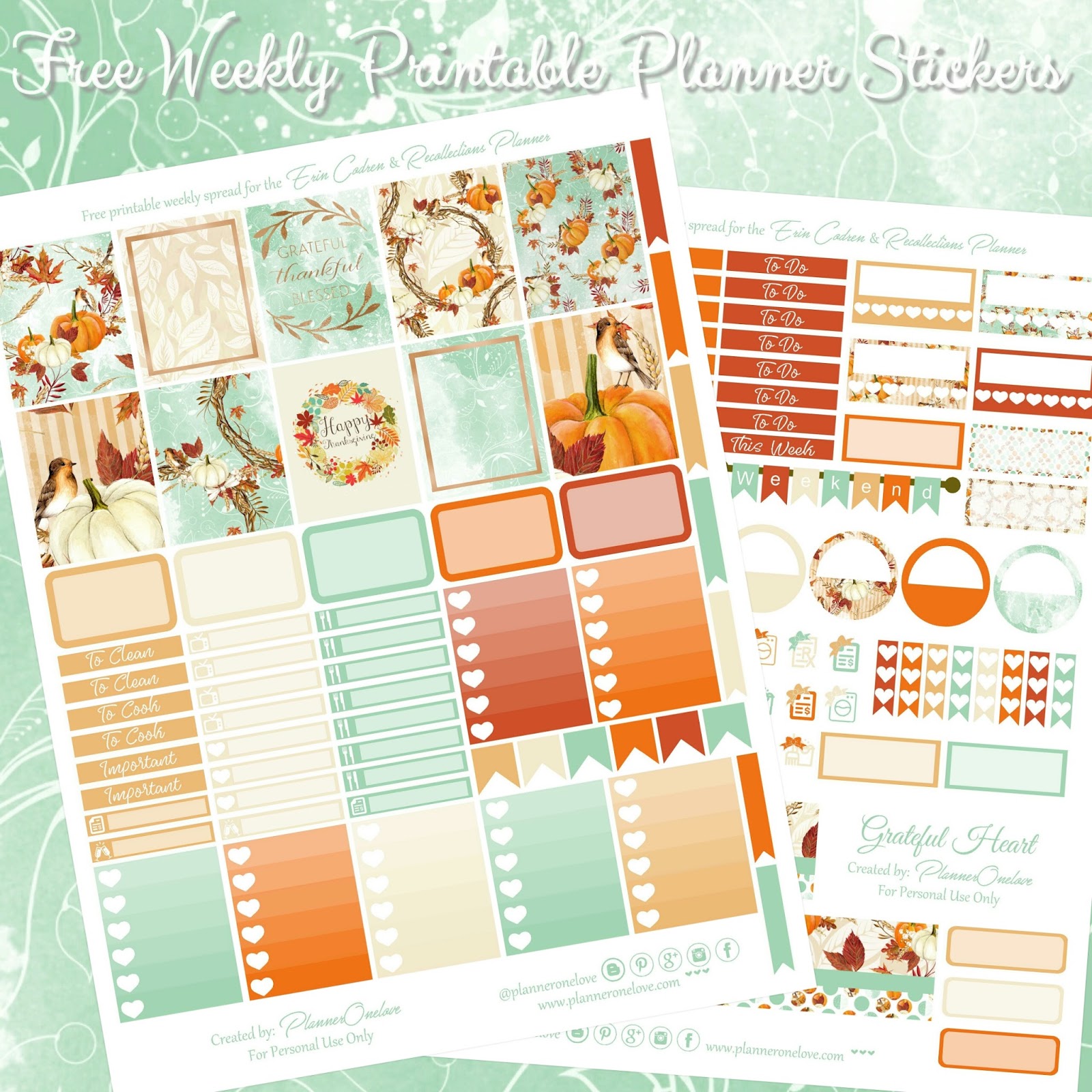 Free Thanksgiving Printable Spread For The Erin Condren & Recollections ...