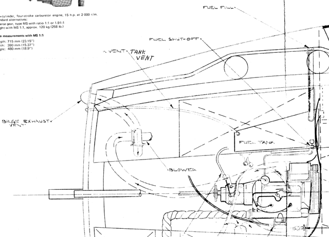 Ericson 25, Oystercatcher: Ericson 25, Engine, Inboard, Diagram