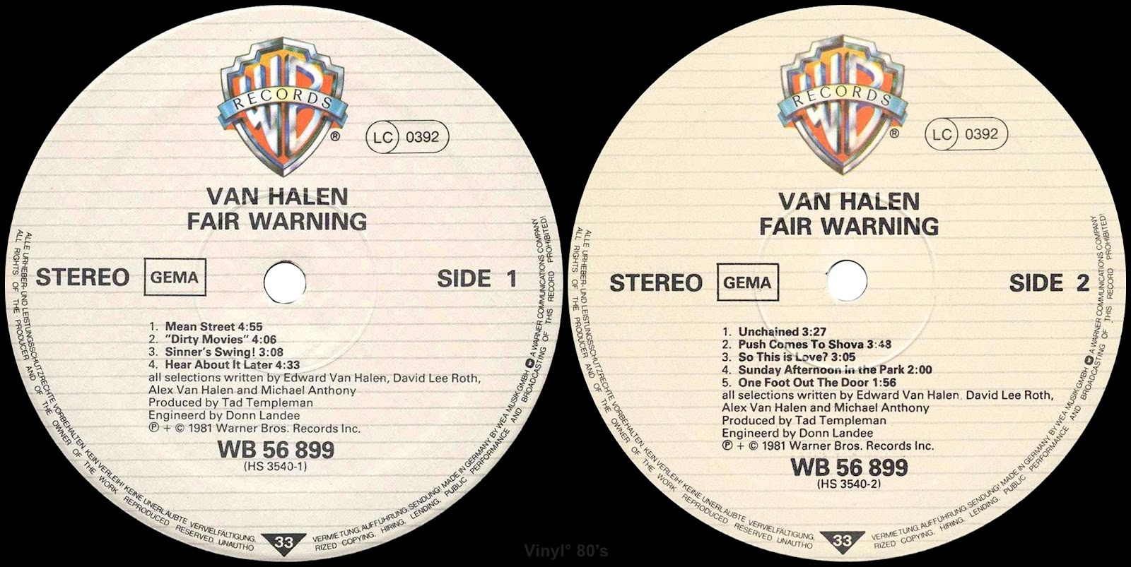 1981 Fair Warning - Van Halen - Rockronología