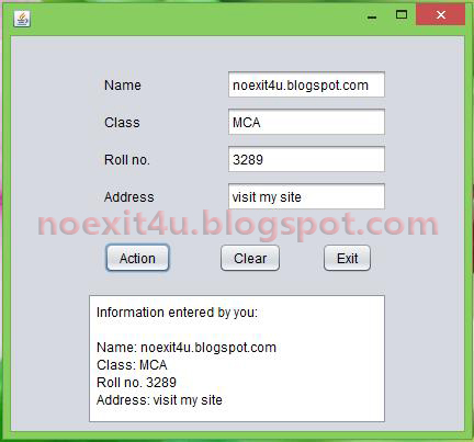 JAVA PROGRAM: TO PRINT TEXT IN TEXTAREA ~ noexit4u.com
