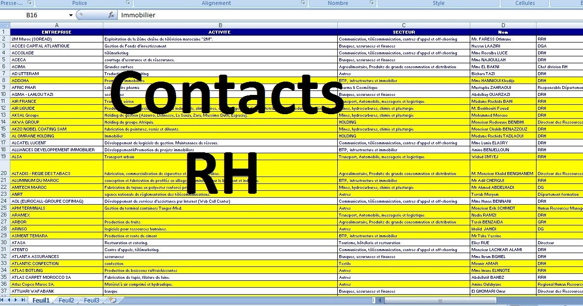 Contacts RH pour chercher emploi au Maroc