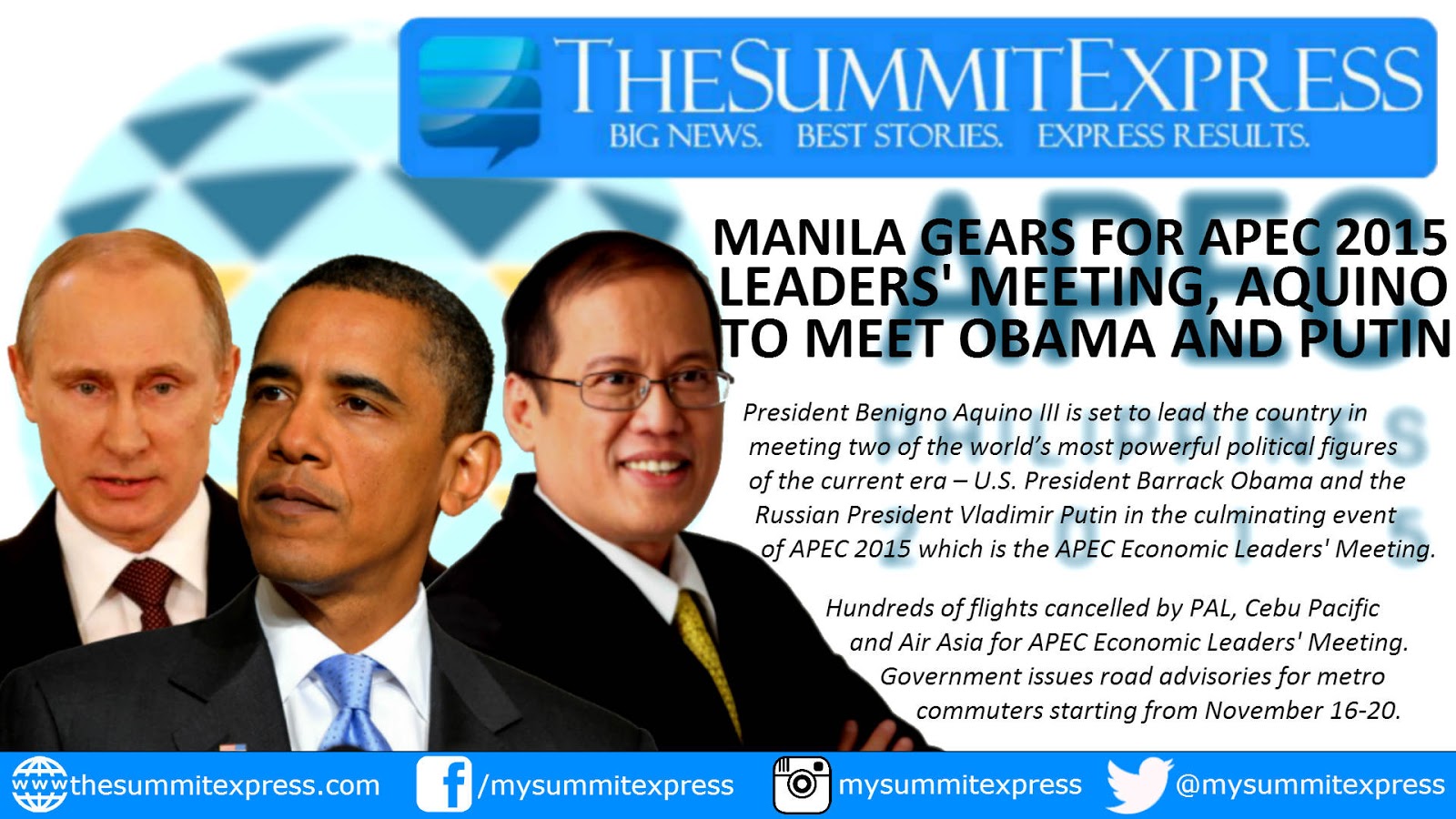 APEC 2015: PNoy to meet Obama and Putin - The Summit Express
