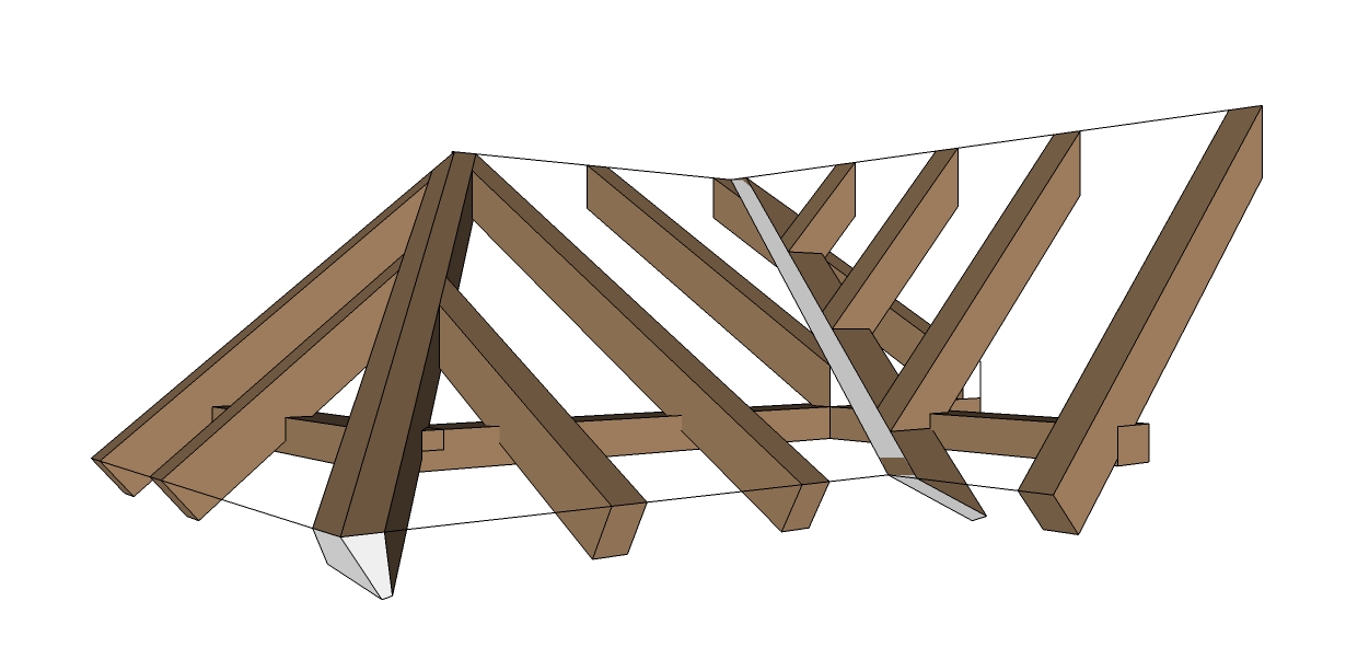 Roof Framing Geometry: Layover Valley Rafter Hexenschnitt #2