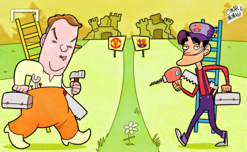 Omar Momani cartoons: Van Gaal and Enrique start their rescue missions