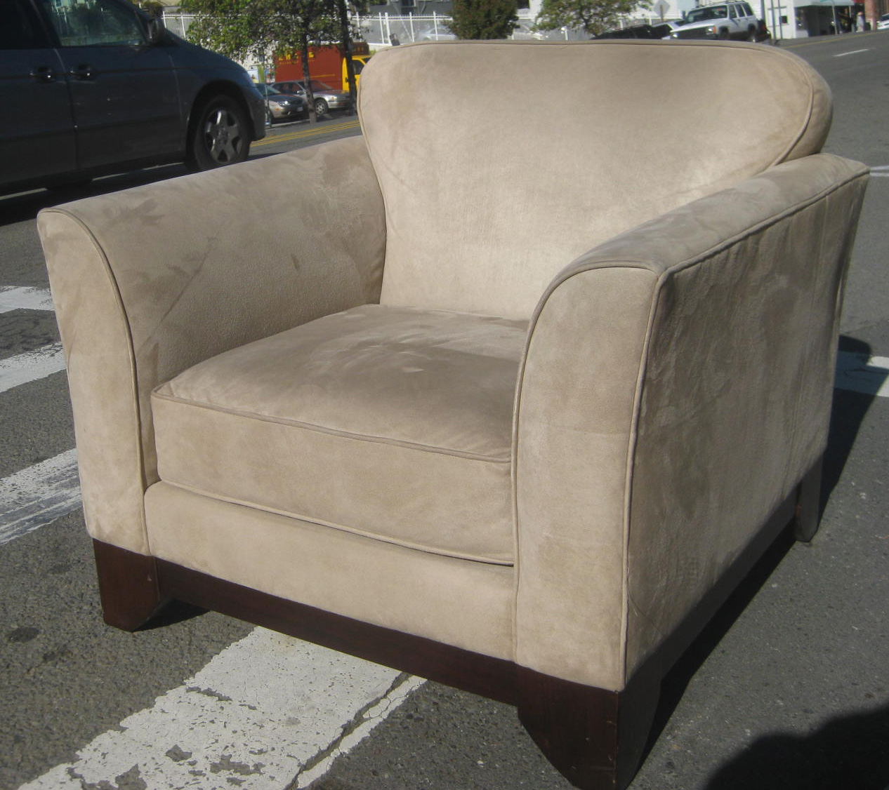 UHURU FURNITURE & COLLECTIBLES: SOLD - Microsuede Sofa and Chair - $325