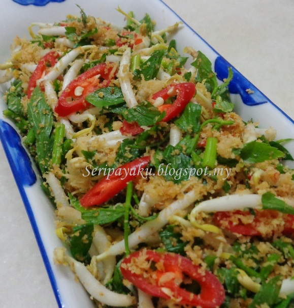 My Kuali: Kerabu daun selom+tauge