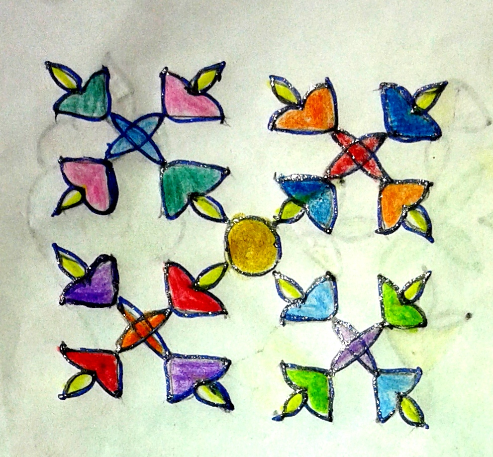 Colourful Rangoli Patterns with Dots: 8 to 8 Dots & 8 to 2 dots and 8 ...