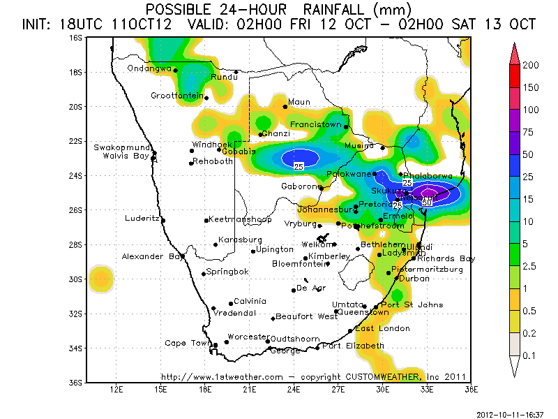 SA Weather and Disaster Observation Service: Possible 24 hour Rainfall ...