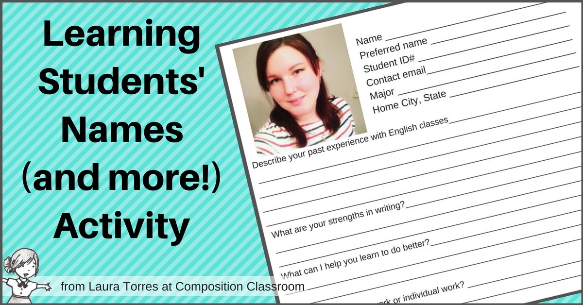 Composition Classroom: Learning Students' Names (and more!) Activity