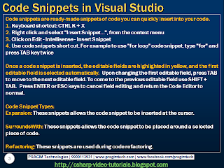 Sql server, .net and c# video tutorial: Part 71 - Code Snippets in ...