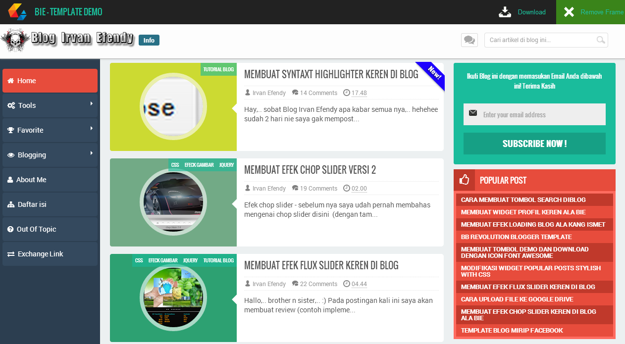 Membuat halaman Demo dengan Toolbar di Blogger | The First Blog