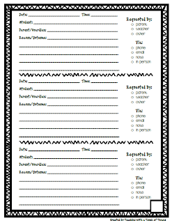 Teaching with a Touch of Twang: Parent Communication Log - FREEBIE