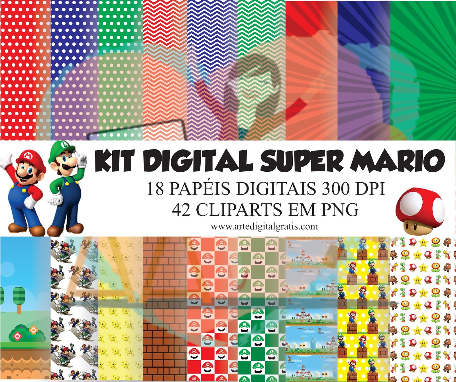 KIT DIGITAL SUPER MARIO GRÁTIS - Arte Digital Grátis