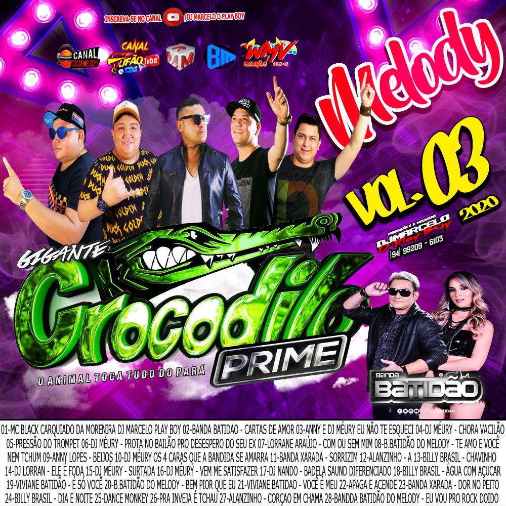 CD MELODY VOL 03 2020 GIGANTE CROCODILO PRIME = Dj Marcelo o Play Boy ...