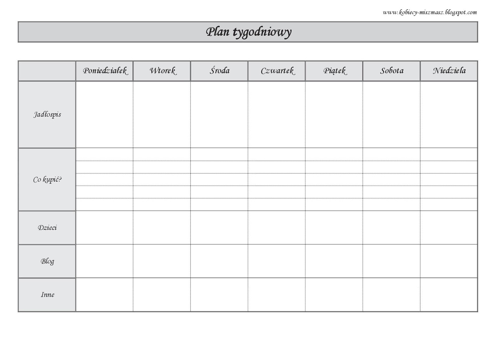 Być kobietą...: Organizacja dnia