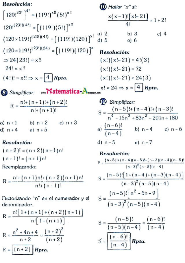 FACTORIALES CONCEPTOS Y EJERCICIOS DESARROLLADOS ~ MATEMATICAS ...