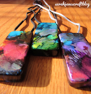 Dripped Alcohol Ink Domino Pendants