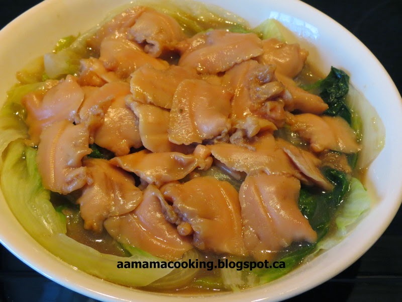AA mama: 蠔油鮑片西生菜 Sliced Abalone in Oyster Sauce Scalded Lettuce