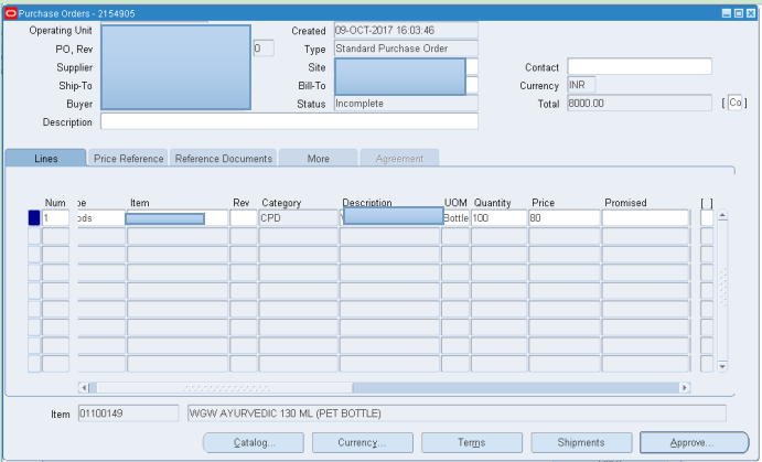 ORACLE MASTERMINDS: Purchase Order Creation with GST