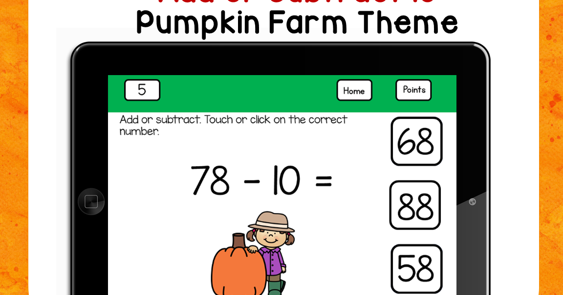 Add or Subtract 10 Pumpkin Farm Theme Activity for use with Google ...