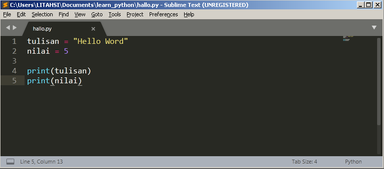 Python Part 8 : Cara membuat variabel