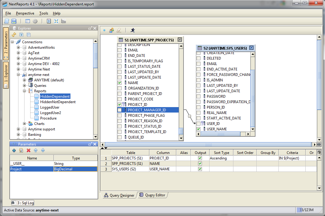 Brainstorm Nextreports Use Hidden Parameter Inside Another Parameter
