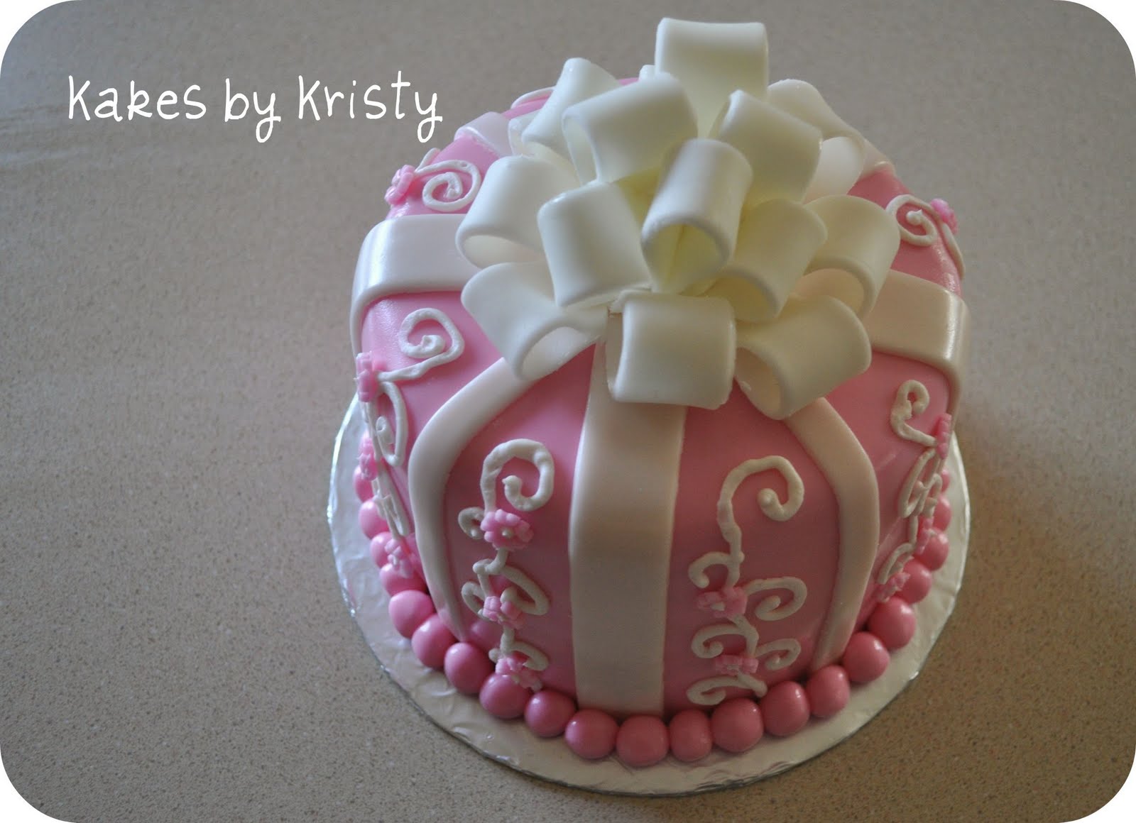 Kakes by Kristy: Pink Cake withWhite Bow