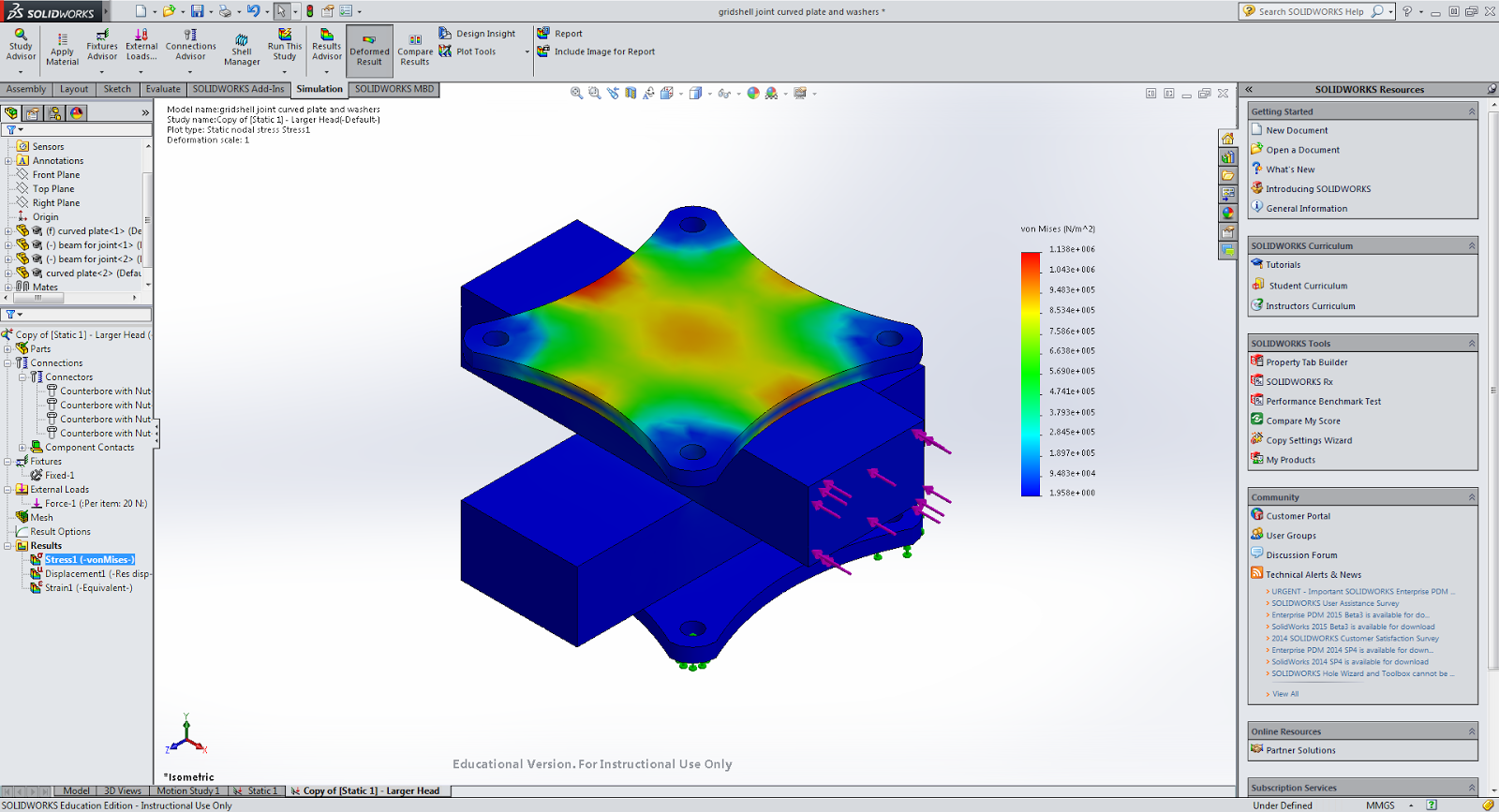 Gridshell Research Using FEM/FEA: Working with Simulation in Solidworks