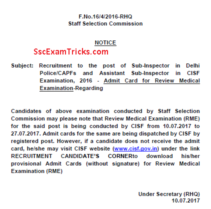 SscExamTricks.com: SSC SI CPO Final Result 2016-17| SSC CPO Medical ...
