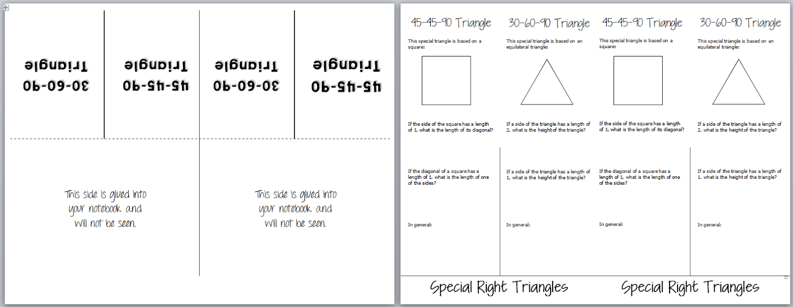 Teaching Statistics: Special Right Triangles