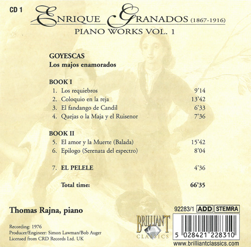 O Púbis da Rosa: GRANADOS : Piano Works Vol. 1 (Thomas Rajna) (1976 ...