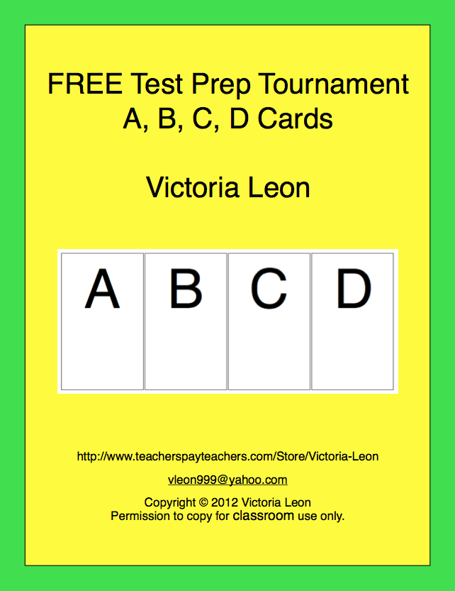 Classroom Freebies Too: FREE Test Prep Tournament - A, B, C, D Cards