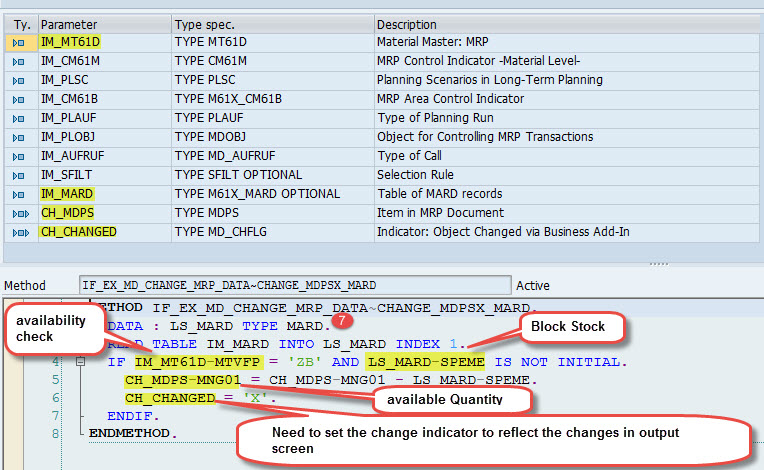 MD04(MPR) available quantity modification using BADI - Learn SAP Program
