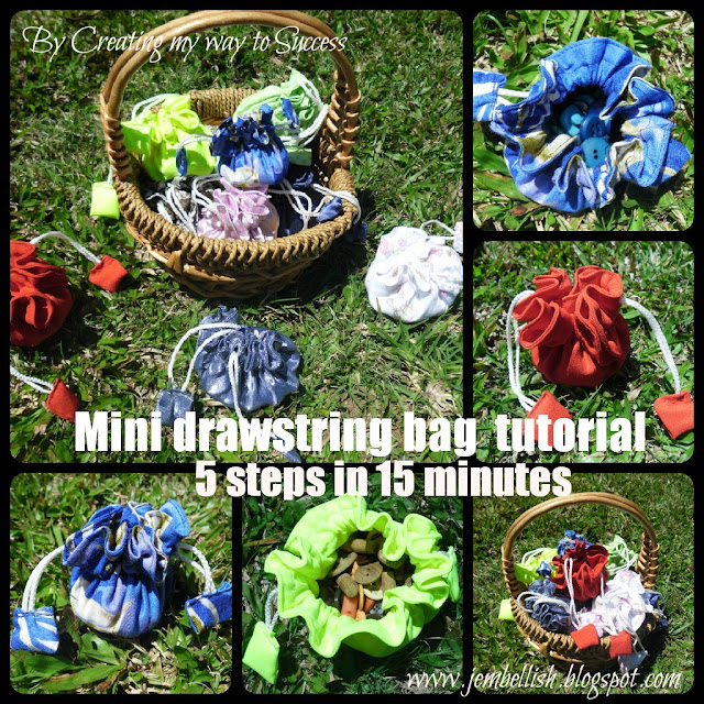 Creating my way to Success: Mini drawstring bag tutorial - 5 steps in ...