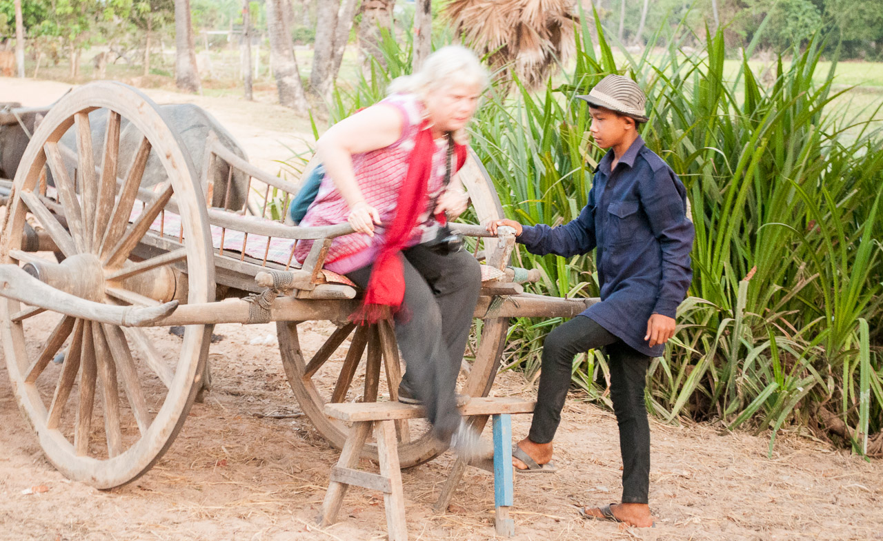 Moe and Irene's RTW blog: How to Ride on an Water Buffalo Cart