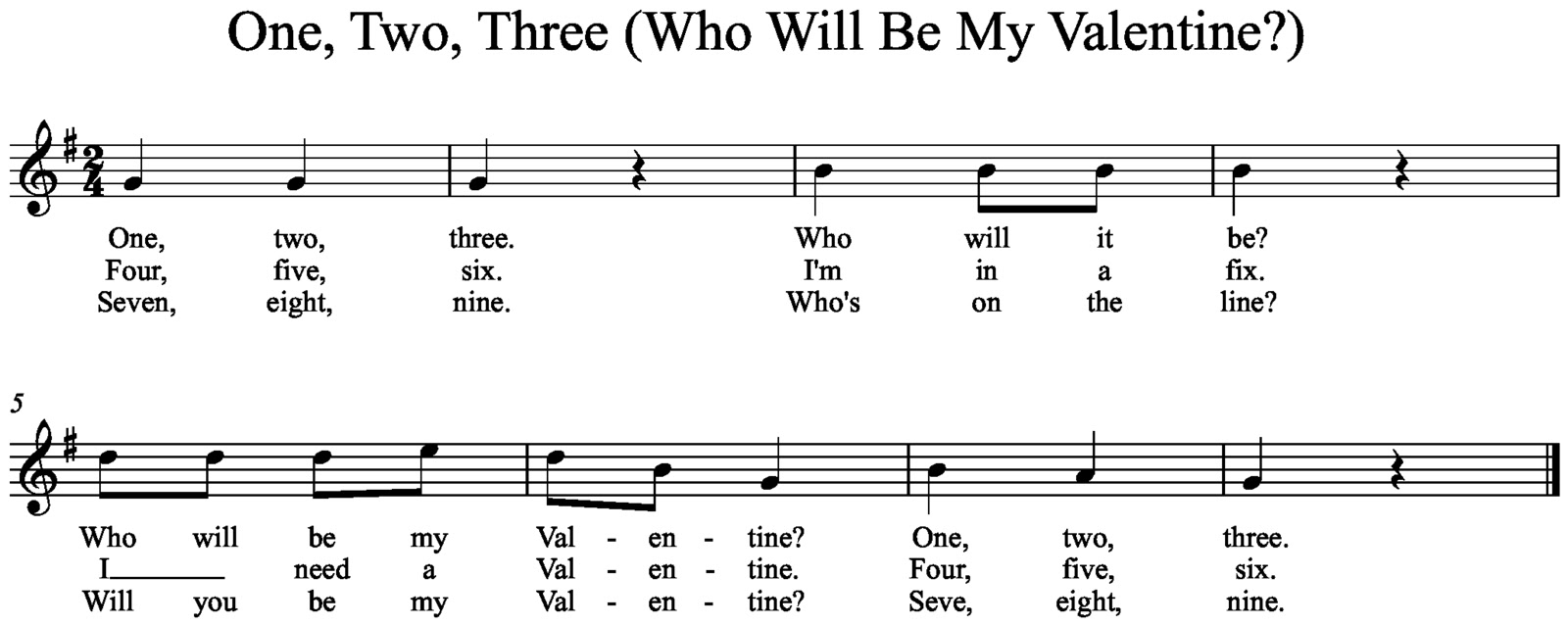 Who Will Be My Valentine? - Music a la Abbott - Amy Abbott - Kodály ...