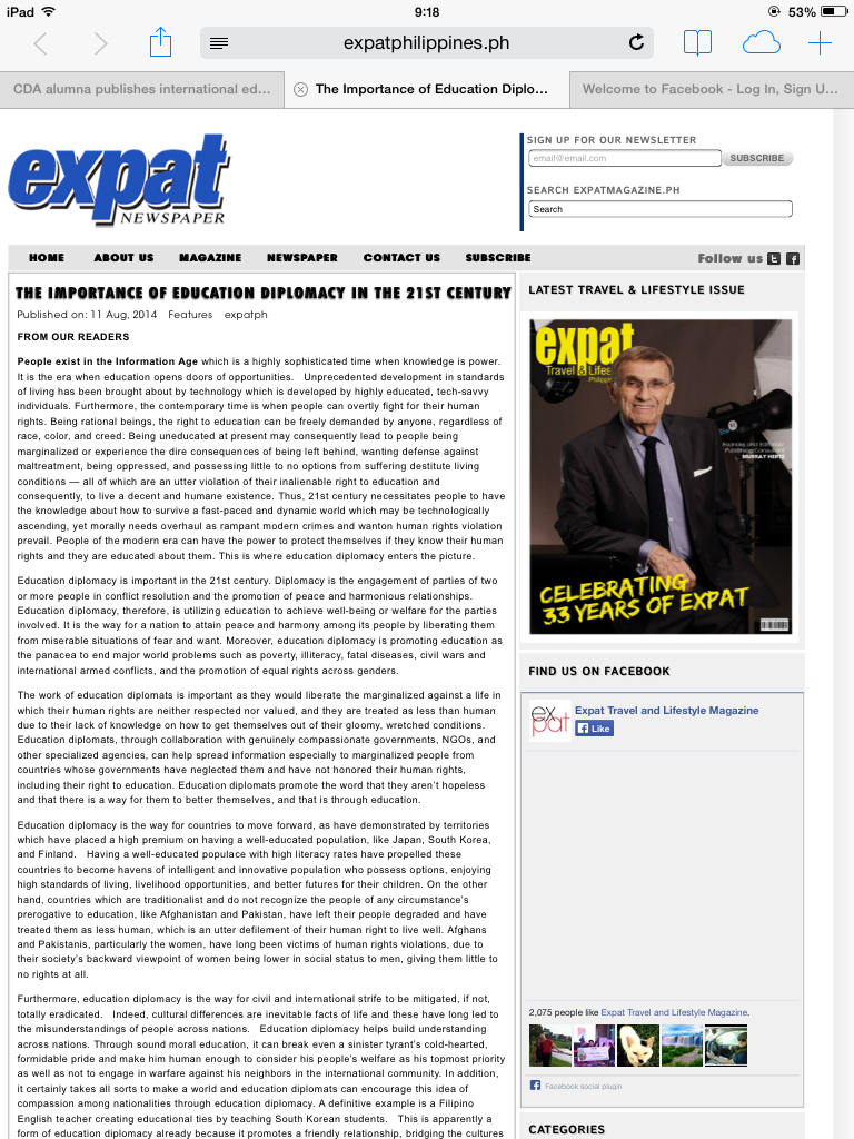 International Education by Sheena Ricarte: Sheena Ricarte's article on ...