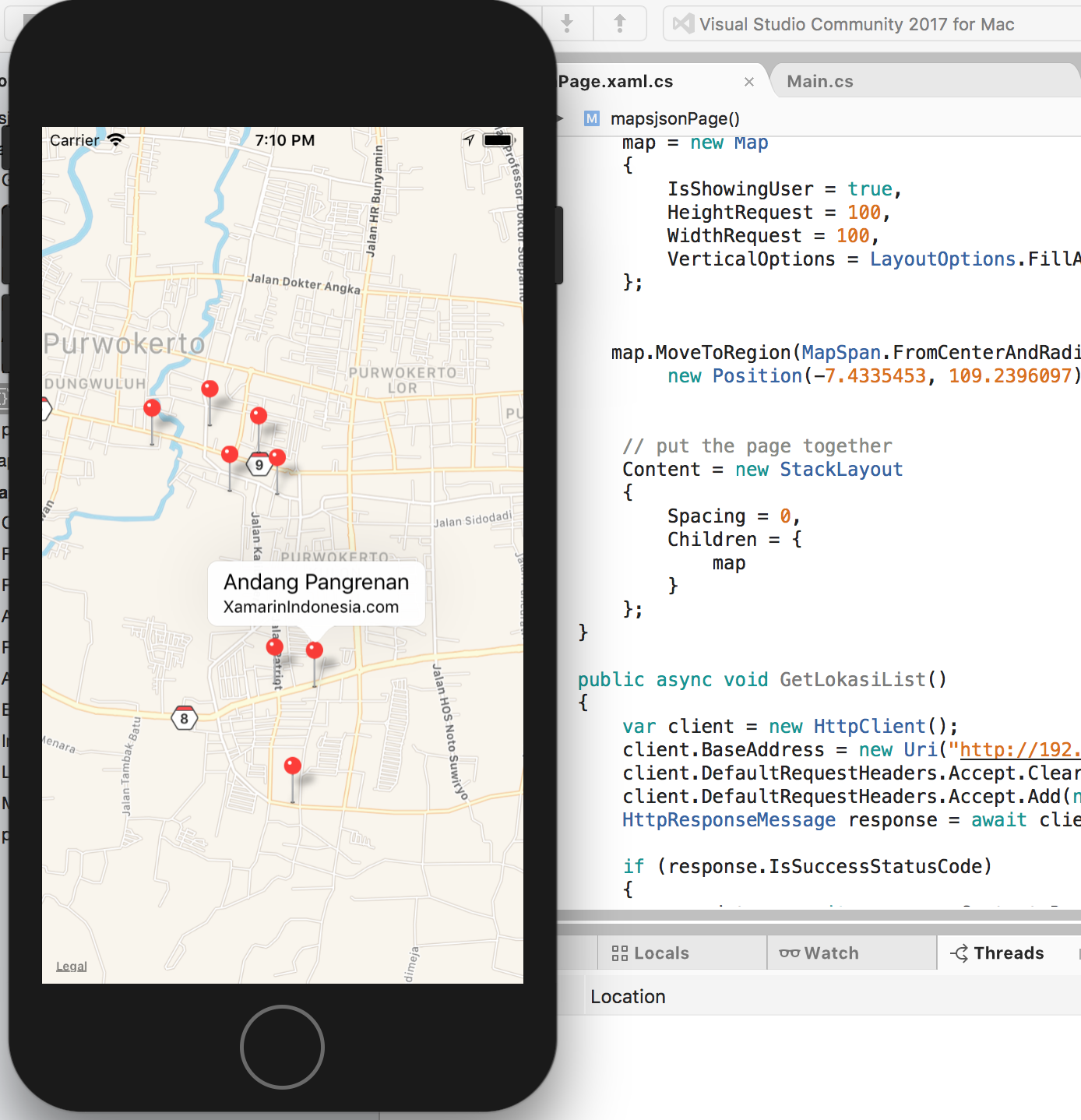 Tutorial Xamarin Indonesia Tutorial Xamarin Forms Multi Maps Pin Marker Maps Pin Lokasi 9277
