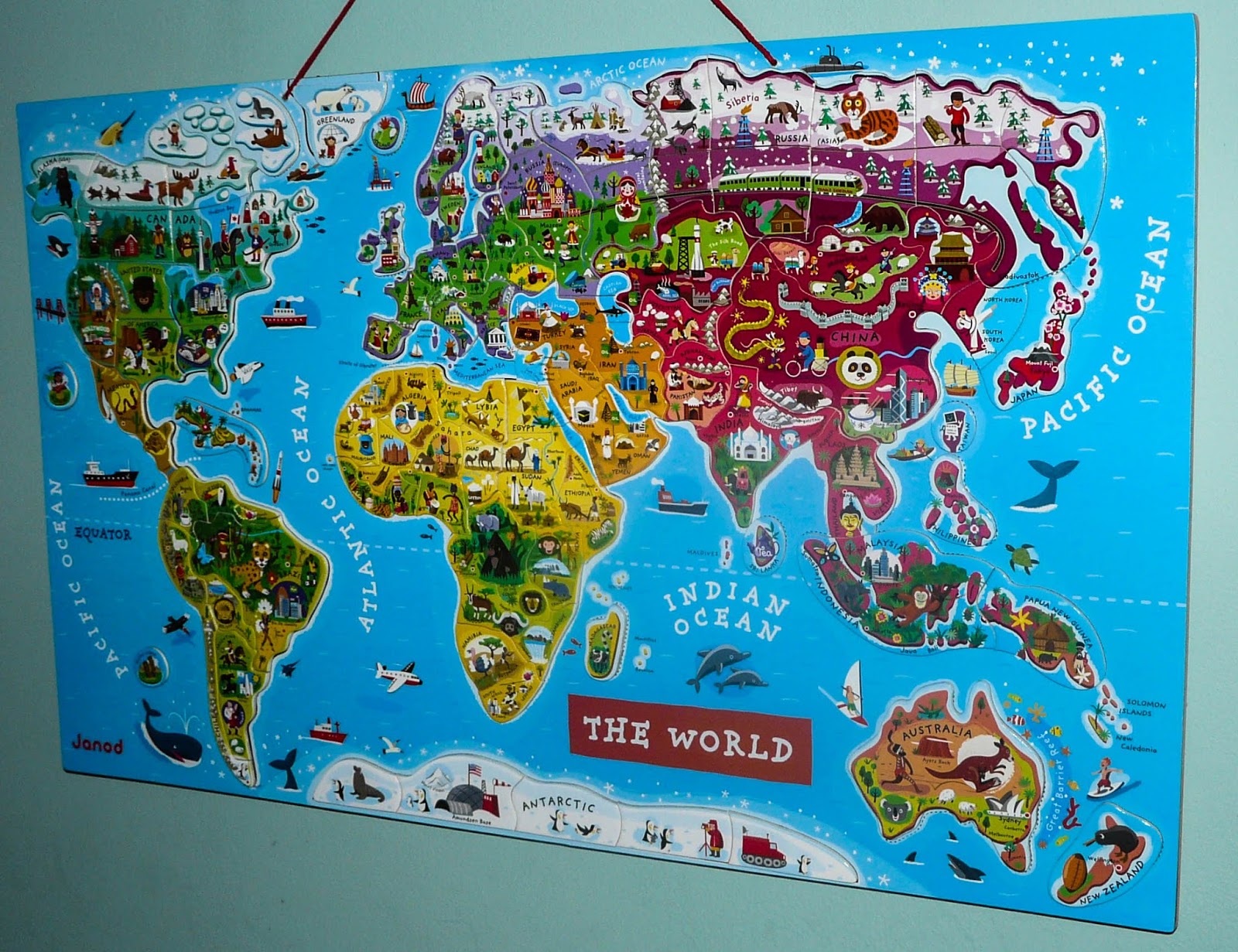 Drewniane puzzle magnetyczne - Mapa Świata - od Janod | Maluszkowe ...