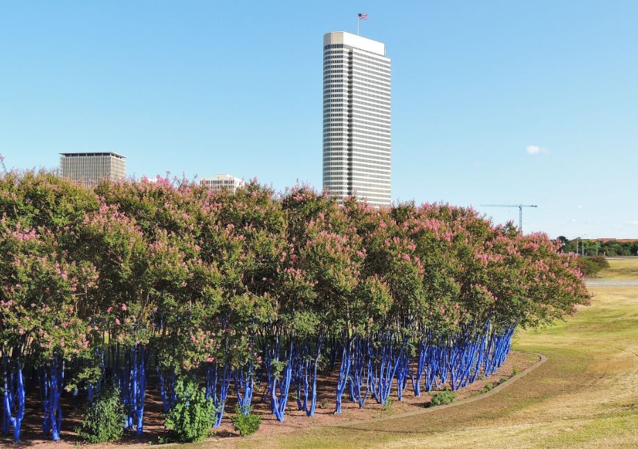Houston in Pics: Blue Trees Art Project with AIG Tower