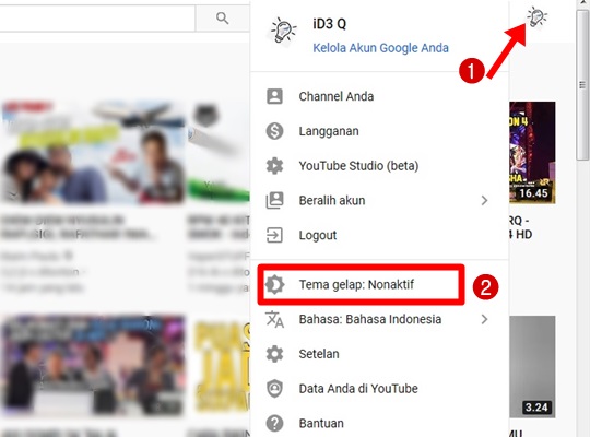 Cara Aktifkan Tema Gelap (Dark Mode) di YouTube PC dan Android - Menit info