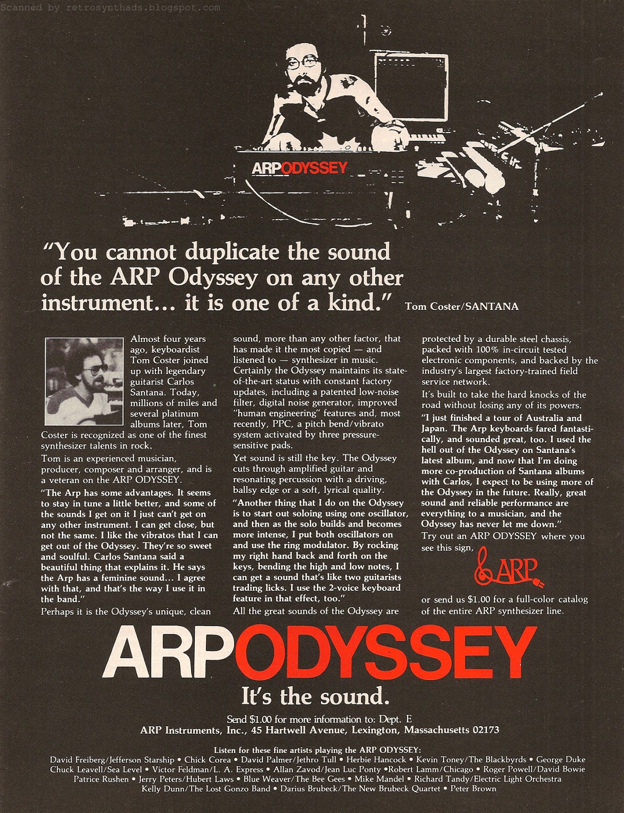 MATRIXSYNTH: 1978 ARP Odyssey Ad