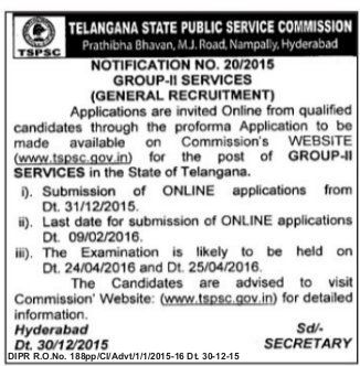 Bonala Kondal: TSPSC Group II Notification 2016