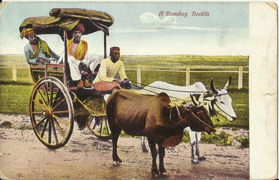 Heritage of India: Bombay Bullock Tonga Vintage Postcard