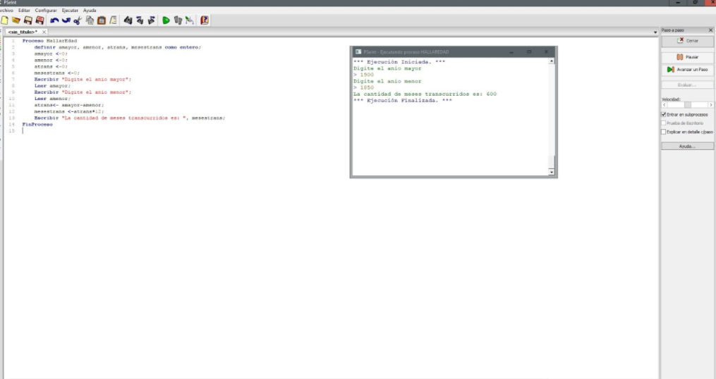 Pruebas de escritorio de los ejemplos y PseInt