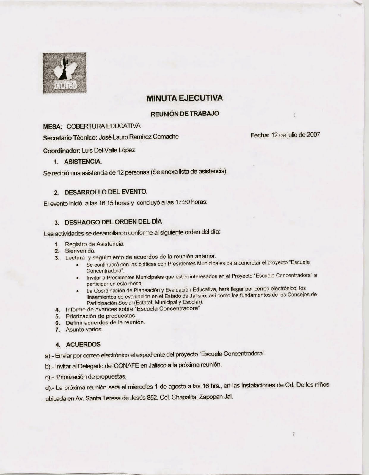 Elabora documentos de oficina : Minuta